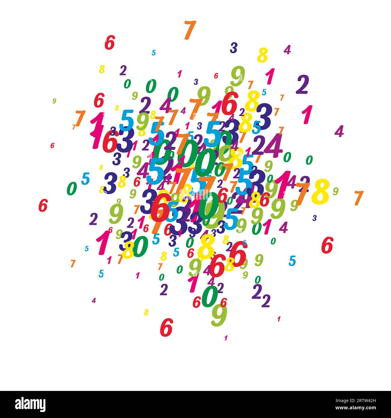 Falling colorful numbers. Math study concept with flying digits. Back ...