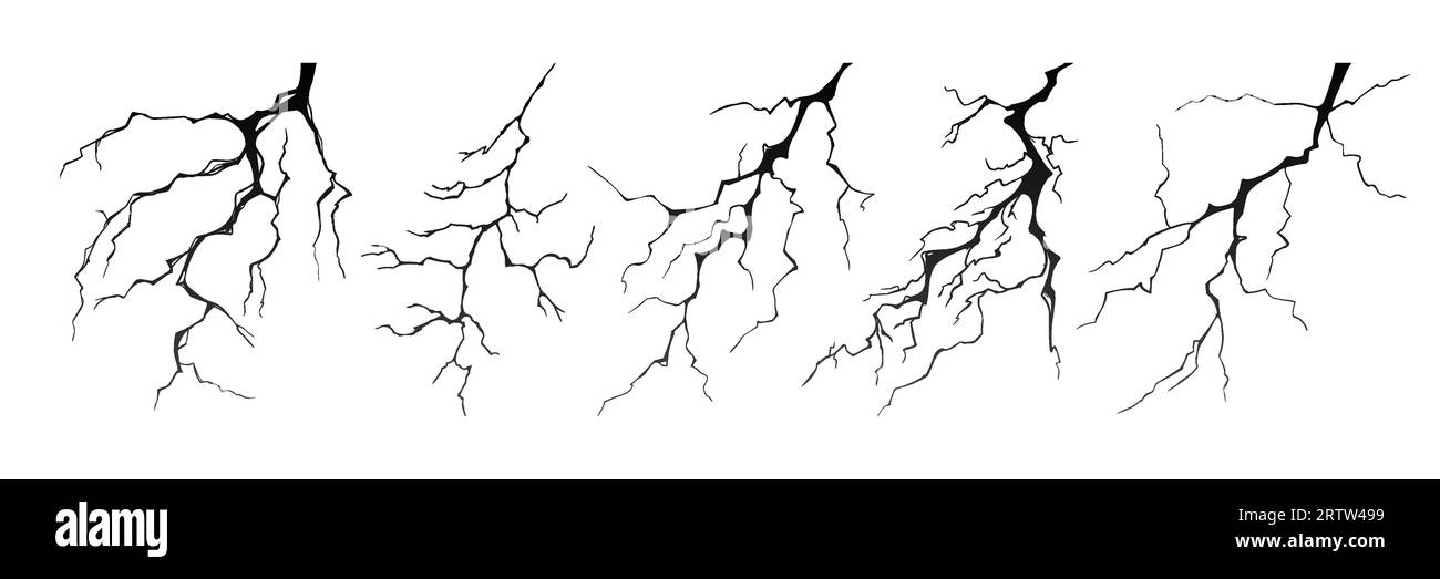 Lightning strike bolt silhouettes vector illustration set Stock Vector ...