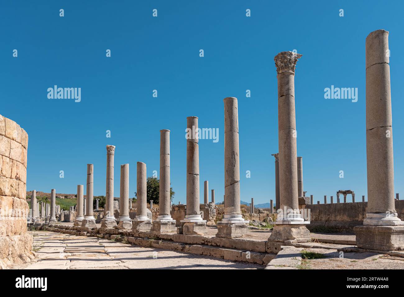 Ancient city of Perge in Antalya, Turkey. Historical ruins in the ...