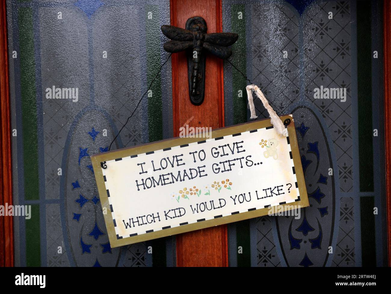 Homemade gifts sign hanging on a front door, UK Stock Photo - Alamy