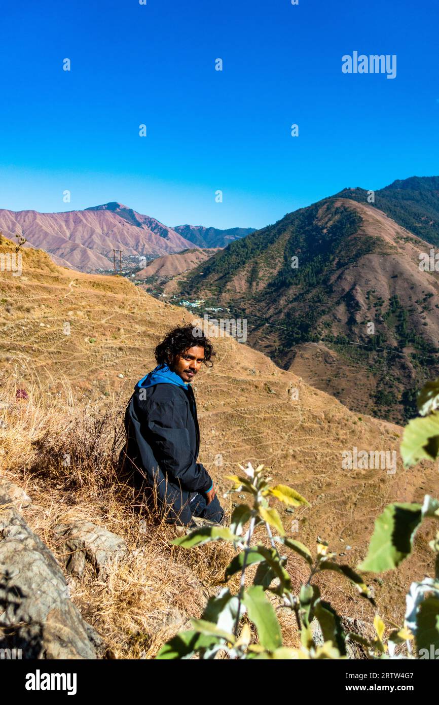 November 30th 2022. Tehri Garhwal, Uttarakhand India. A solo traveler ...