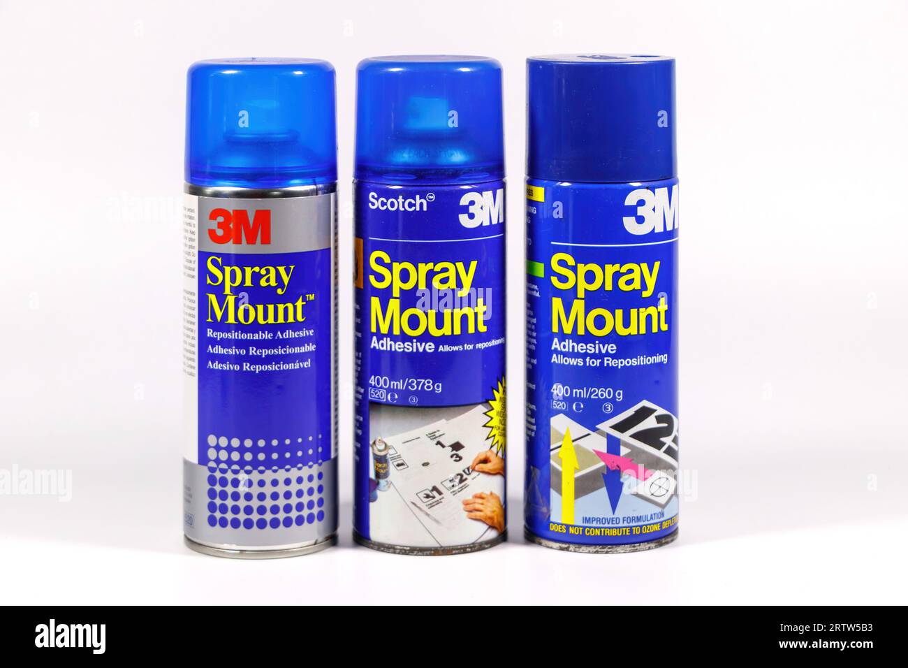 three cans of old 3M spraymount spray adhesive for mounting photographs ...