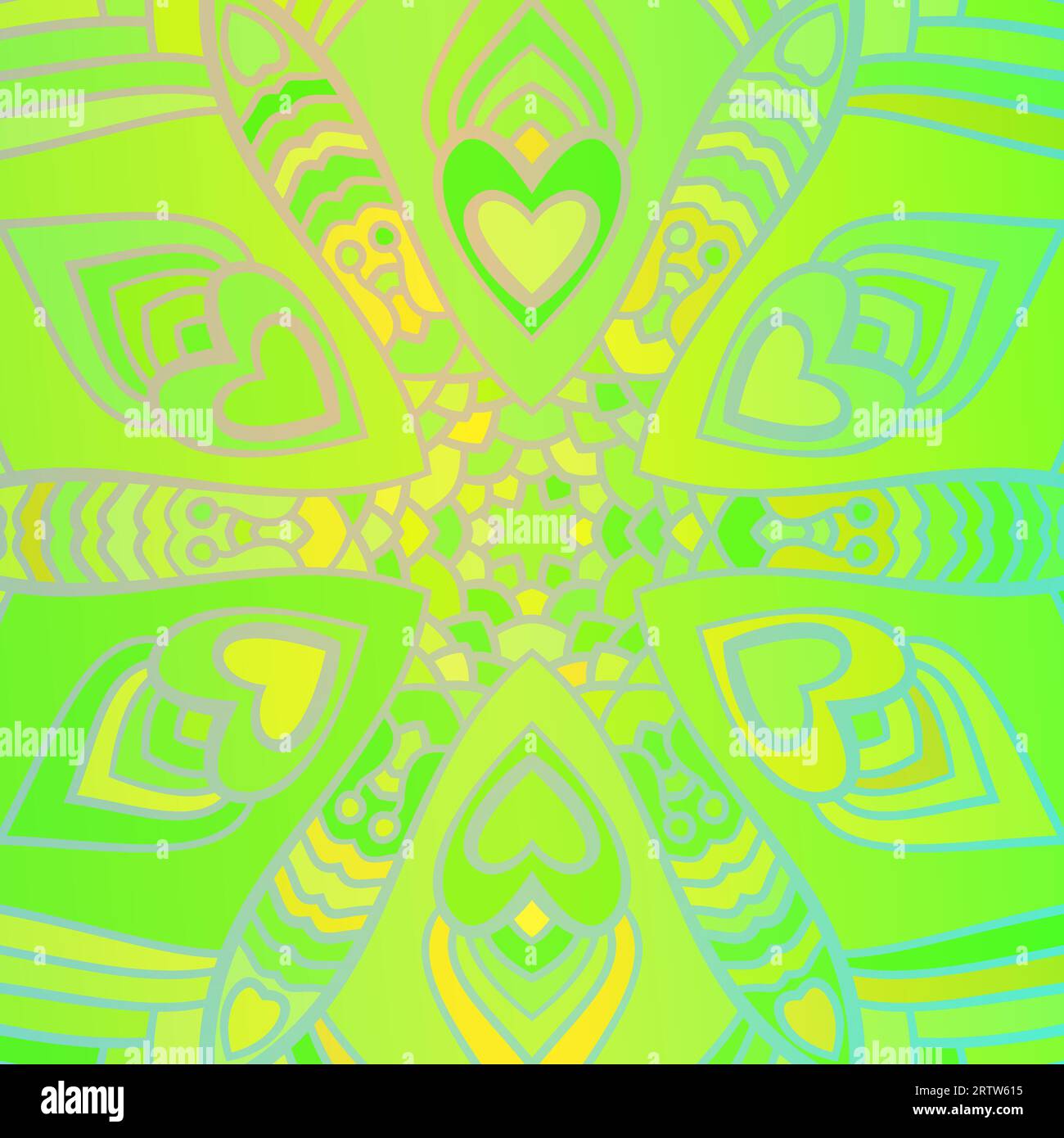 Abstract Background Round Ornamental Texture Yellow Green Color Stock