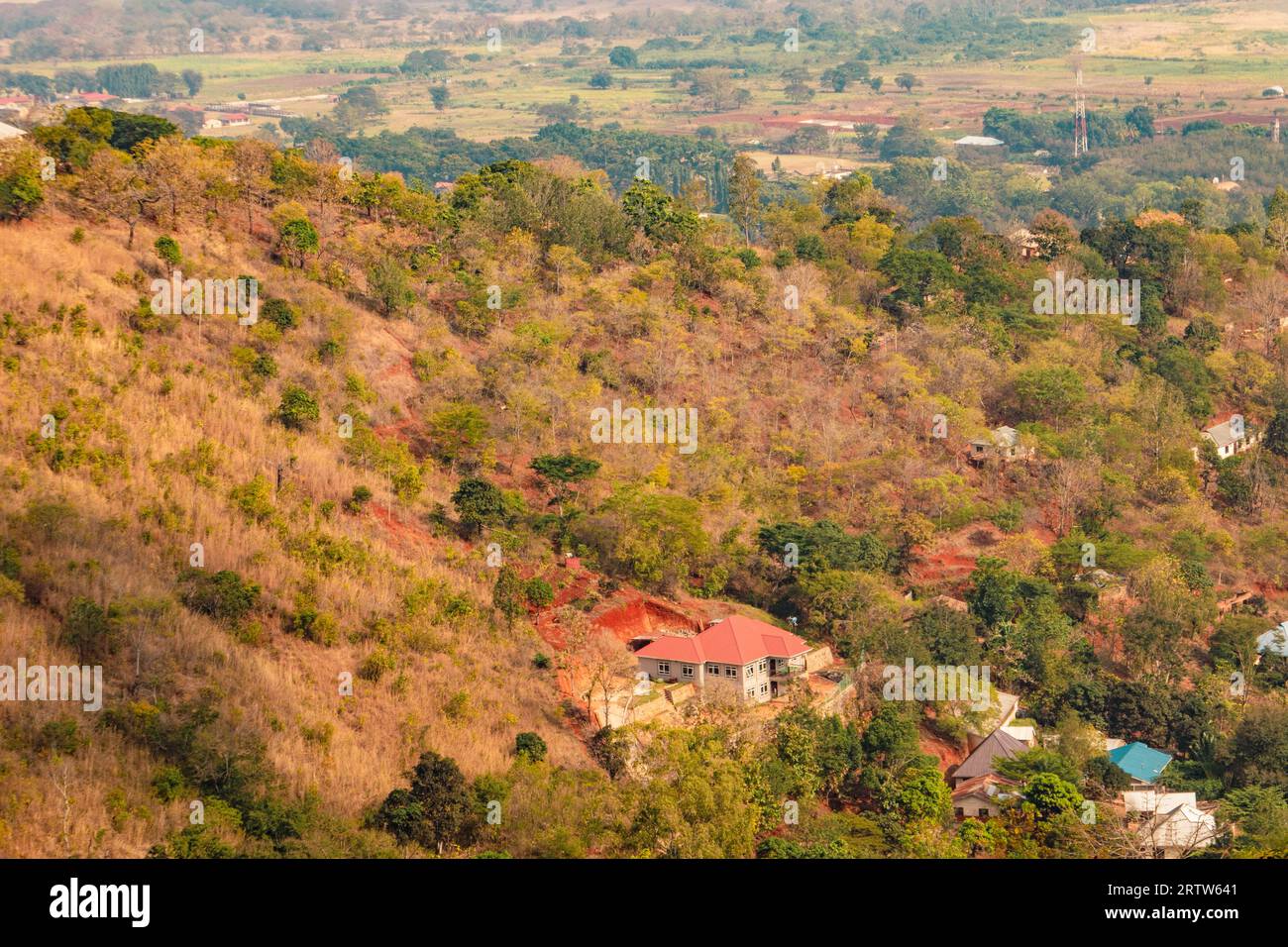 African landscapes with houses and agricultural farms in Uluguru ...