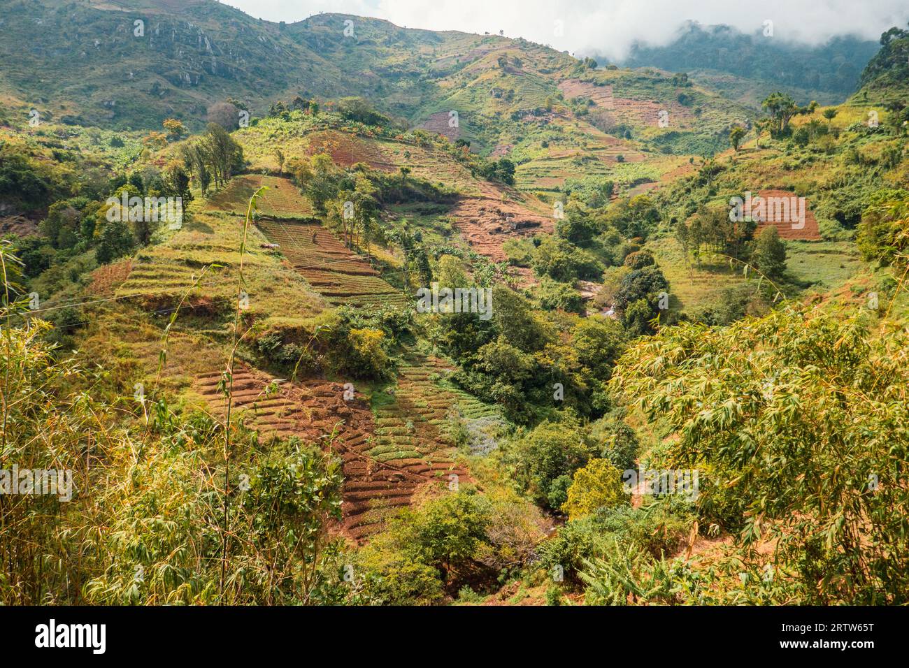 African landscapes with houses and agricultural farms in Uluguru ...