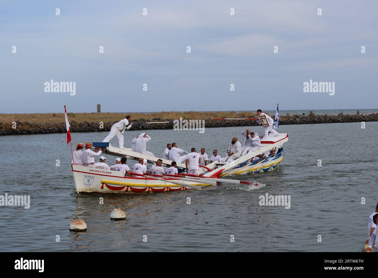 Picture of the water jousting competition in september in Valras-plage ...