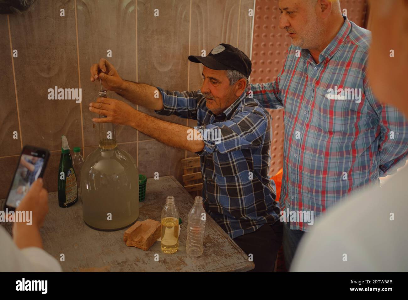 Isparta, Turkey - June 6, 2022: all stages of rose oil distillation ...