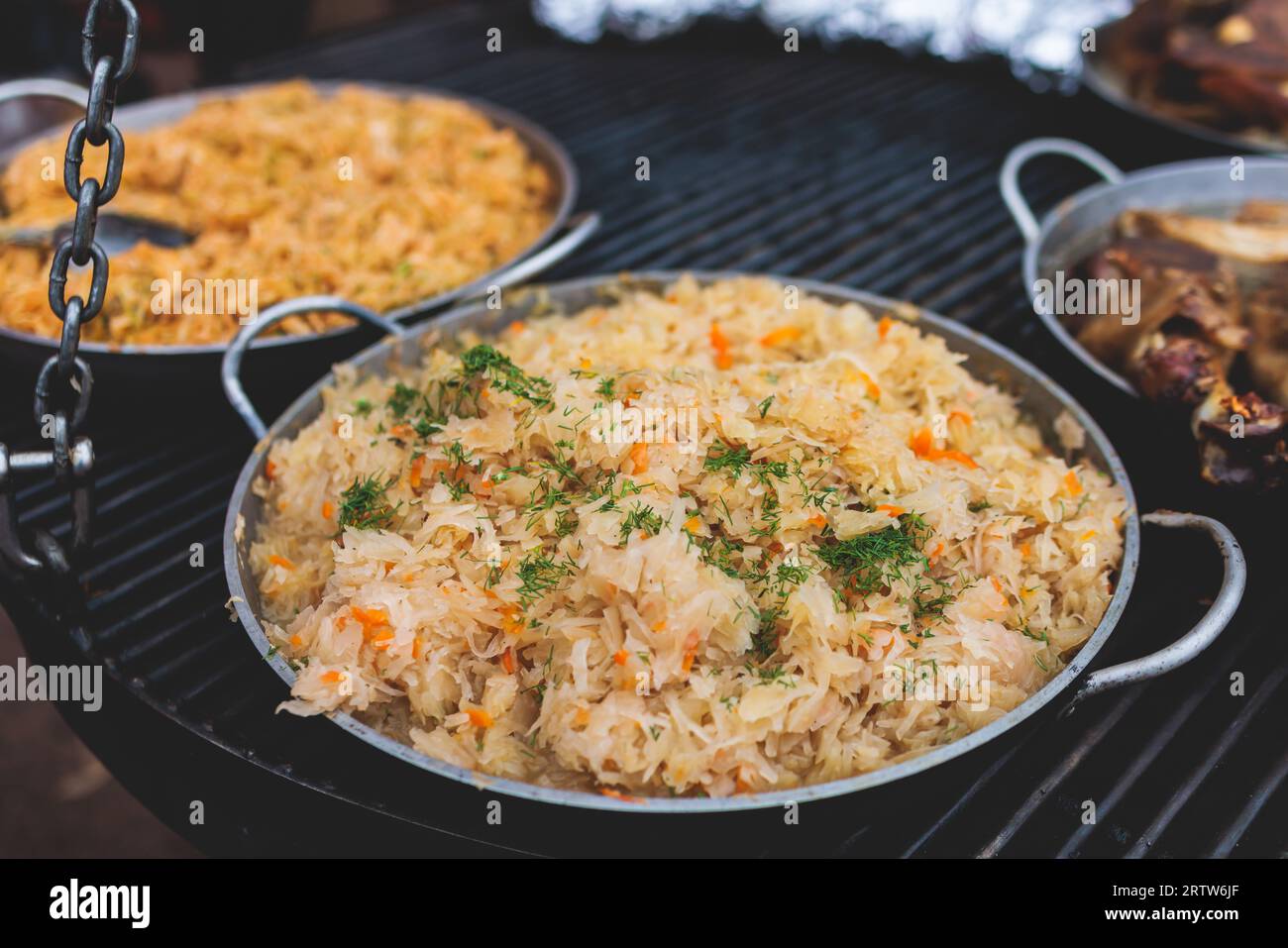 Food festival with food stall kiosk, open-air outdoor fair market ...