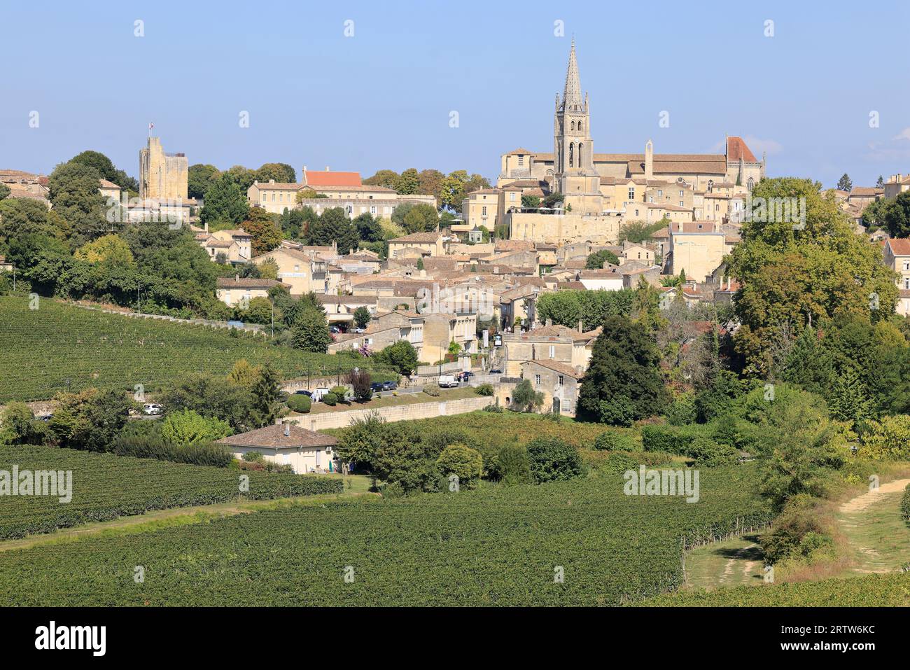 Saint-Émilion in its vines and its red wine vineyard. Saint-Émilion is ...