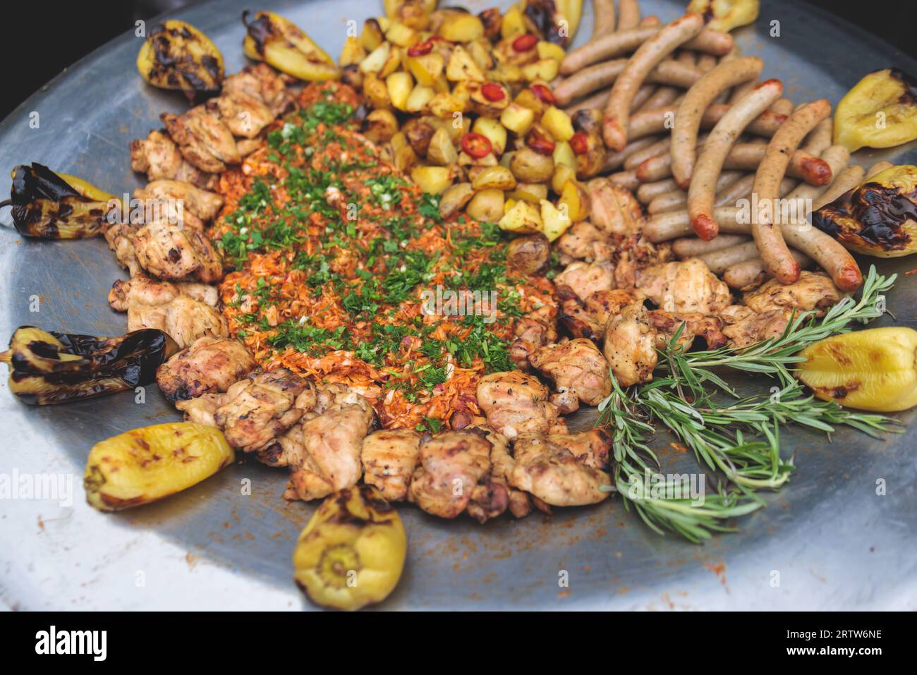 Food festival with food stall kiosk, open-air outdoor fair market ...