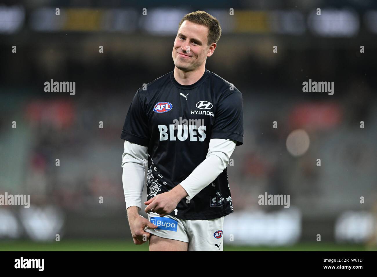 Melbourne, Australia. 15th Sep, 2023. Matthew Owies of Carlton ahead of ...