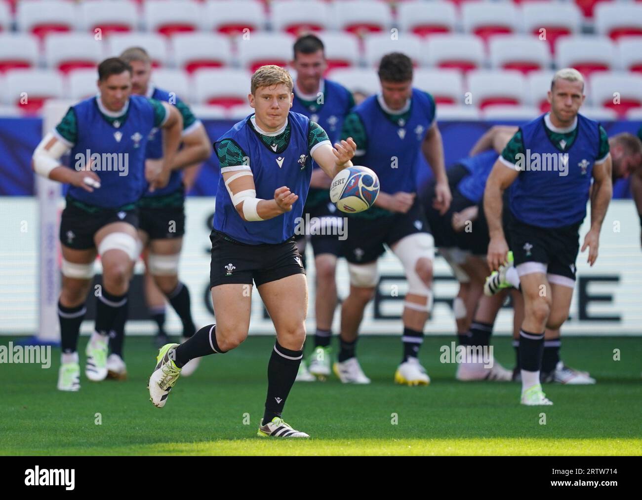 Wales' Sam Costelow during the Captain's Run at the Stade de Nice ...