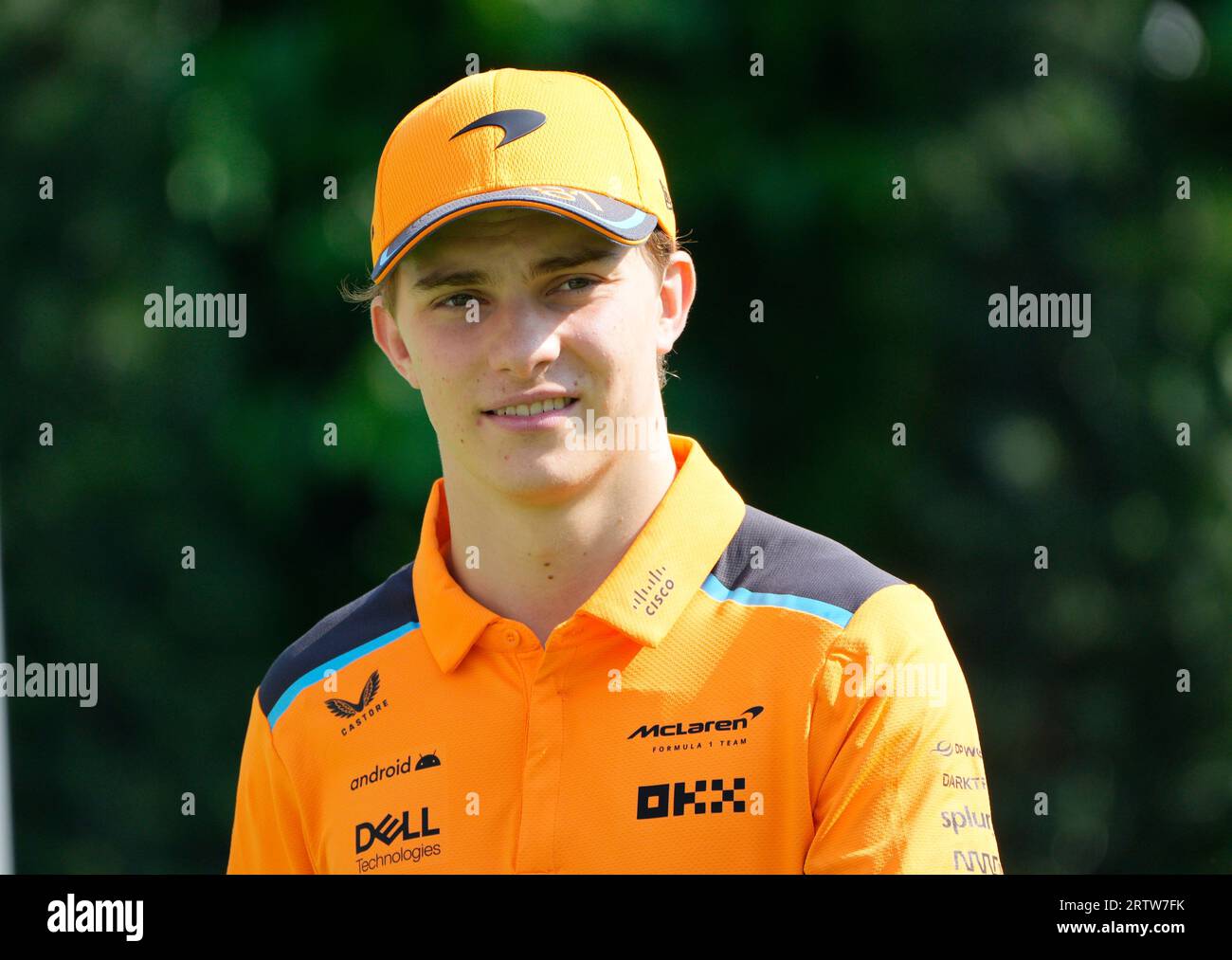 McLaren driver Oscar Piastri of Australia arrives before the first ...