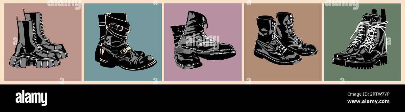 Set of different modern leather boot icons Stock Vector Image & Art - Alamy