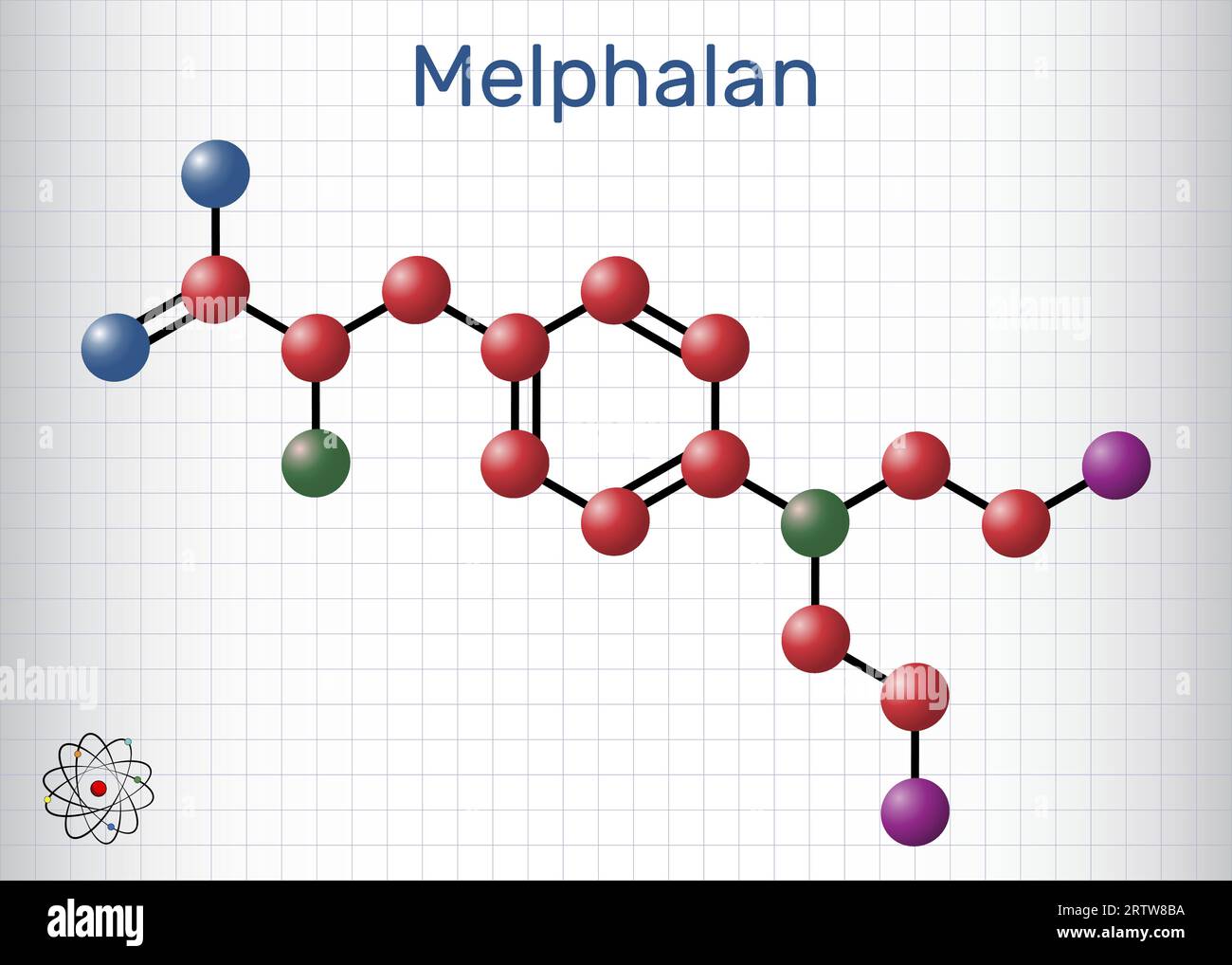 Melphalan molecule. It is chemotherapy medication, alkylating antineoplastic agent. Structural ...