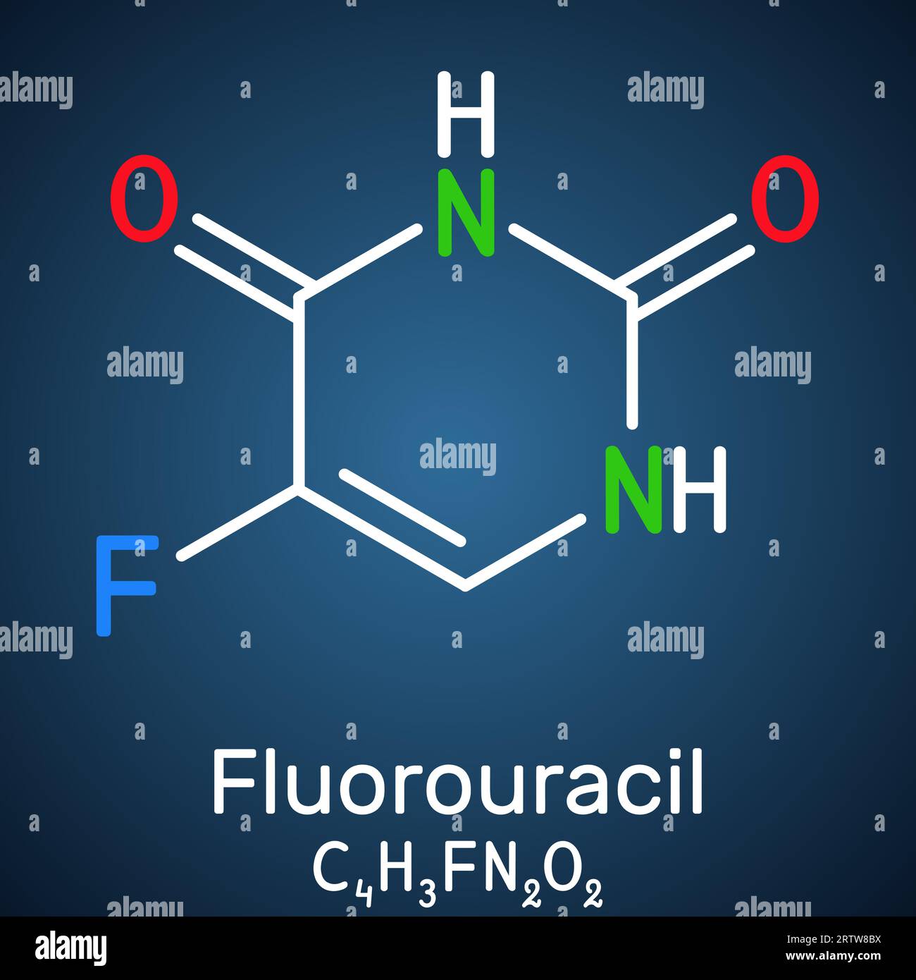 Fluorouracil, 5-FU molecule. It is pyrimidine analog, cytotoxic ...