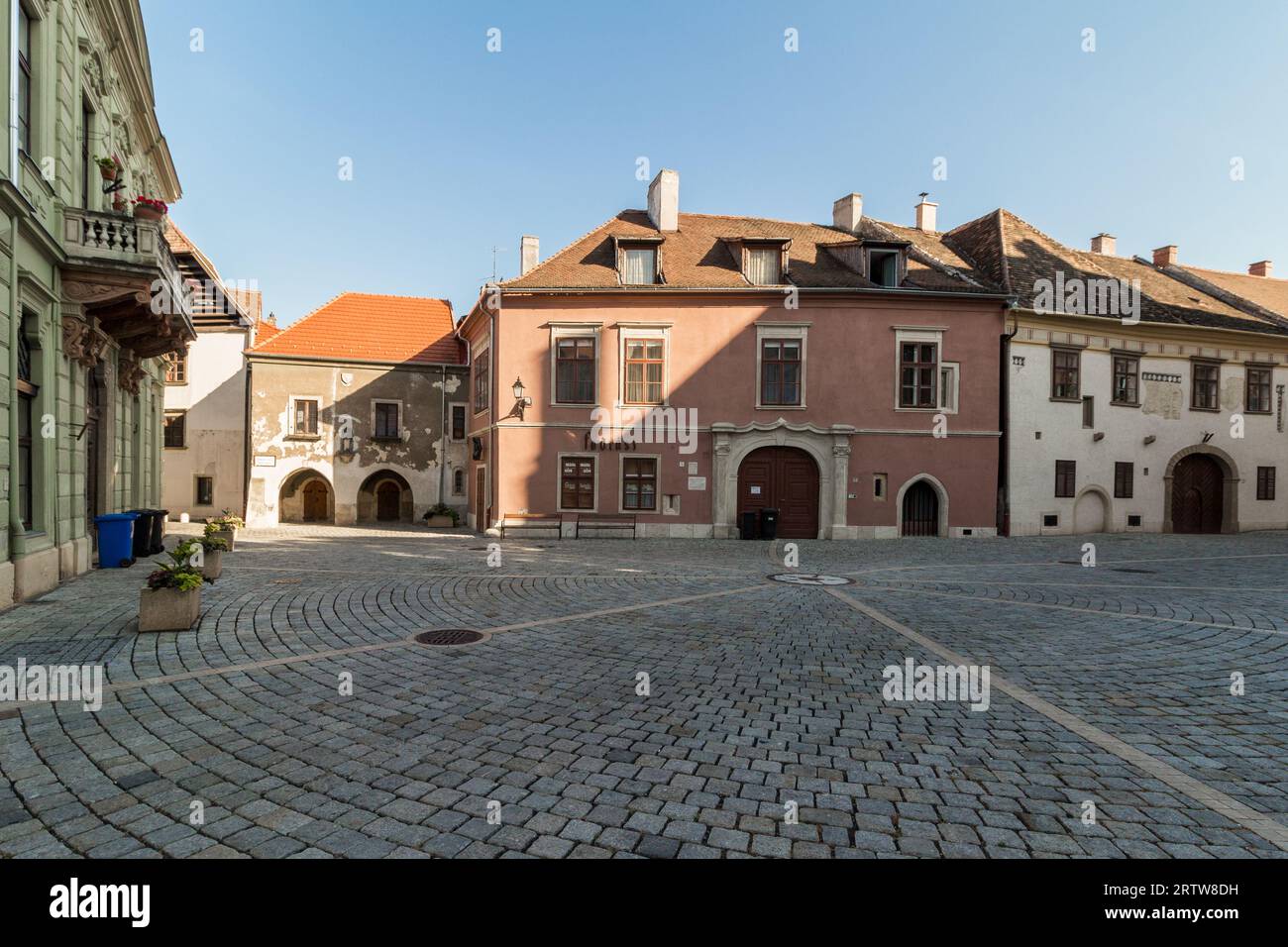 Small square in Templom utca with old Baroque houses (with Medieval ...
