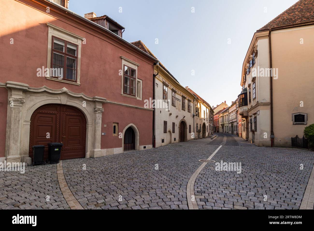 Small square in Templom utca with old Baroque houses (with Medieval ...