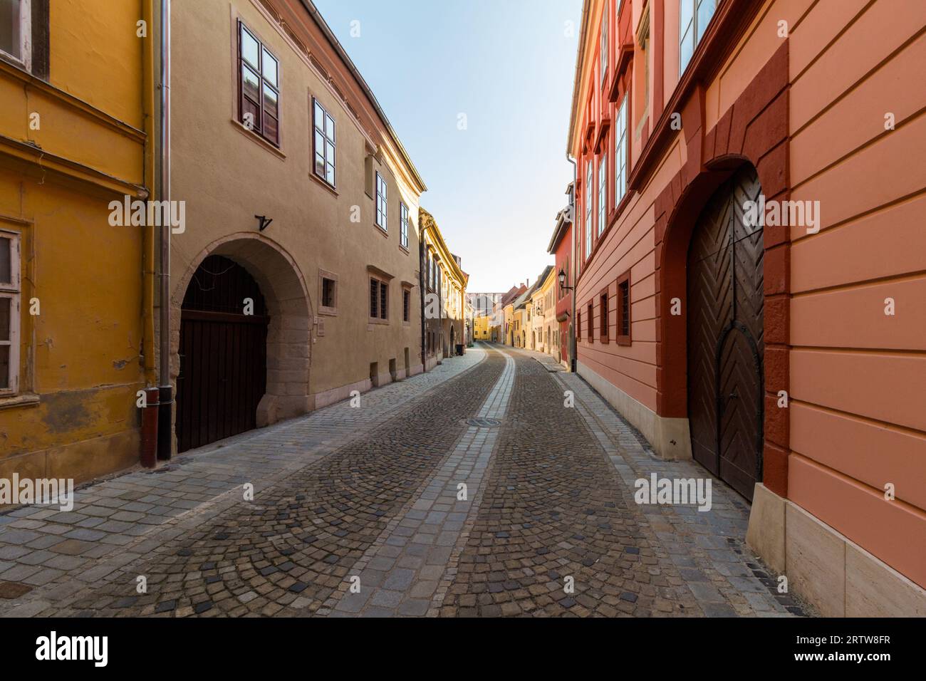 Uj utca (Neugasse, New Street), the oldest street in Sopron with ...