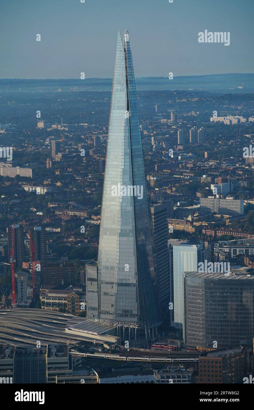 A view of the London skyline looking south, including the Shard, from ...