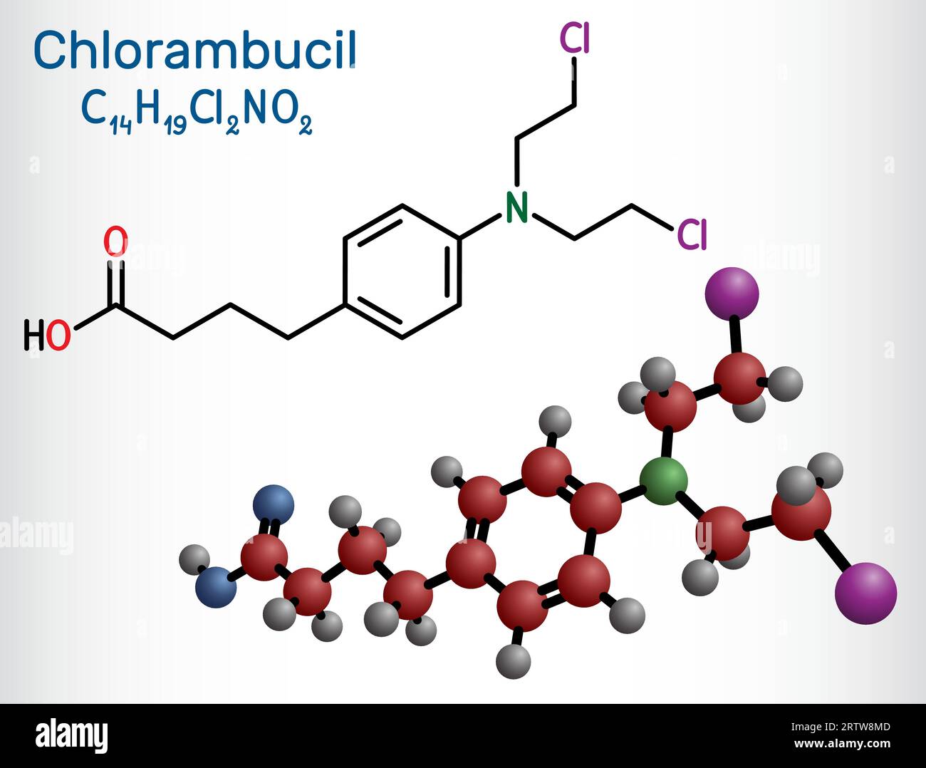 Chlorambucil molecule. It is chemotherapy agent used in the treatment ...