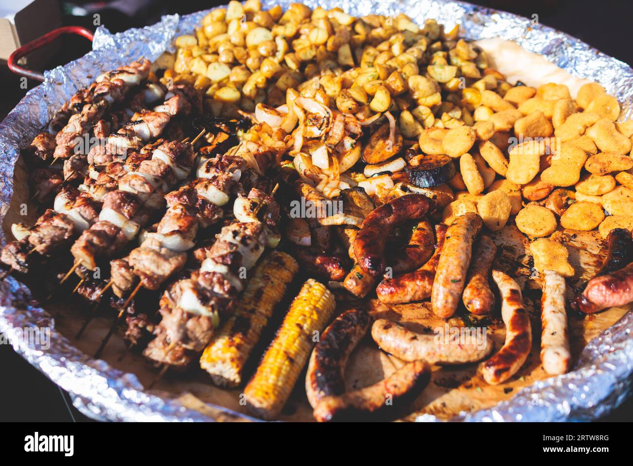 Food festival with food stall kiosk, open-air outdoor fair market ...