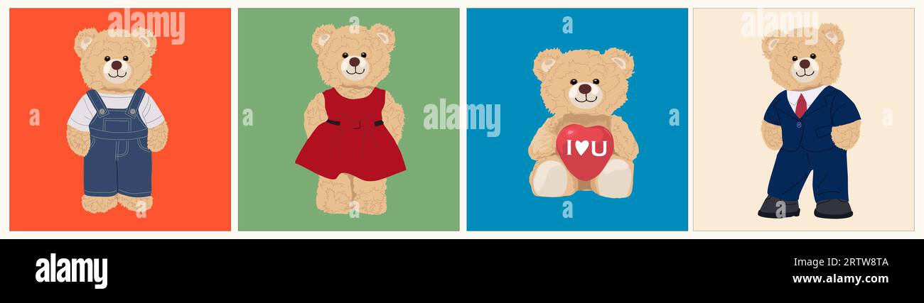 Set of different Cute Teddy Bear characters vector Stock Vector Image ...