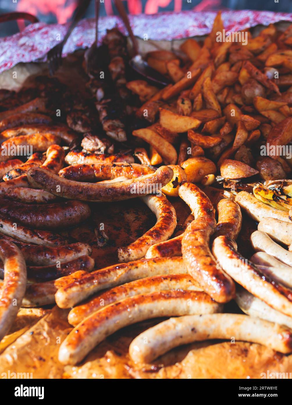 Food festival with food stall kiosk, open-air outdoor fair market ...