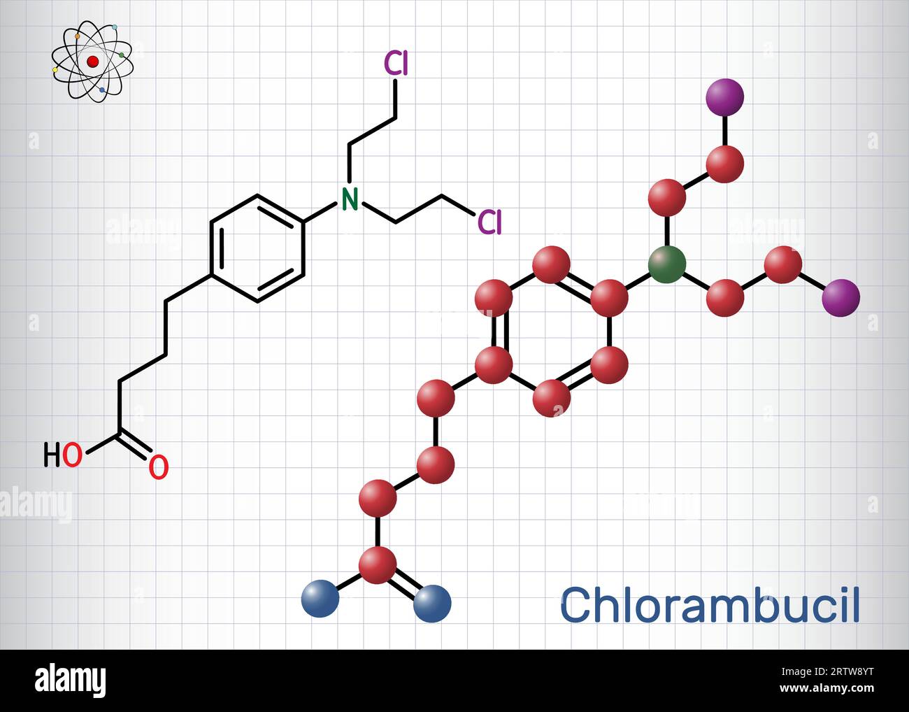 Chlorambucil molecule. It is chemotherapy agent used in the treatment ...