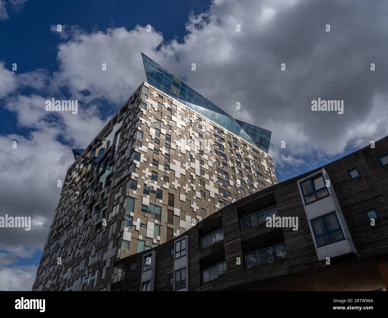 The Cube building, next to the Mailbox, Birmingham, UK; contains flats ...