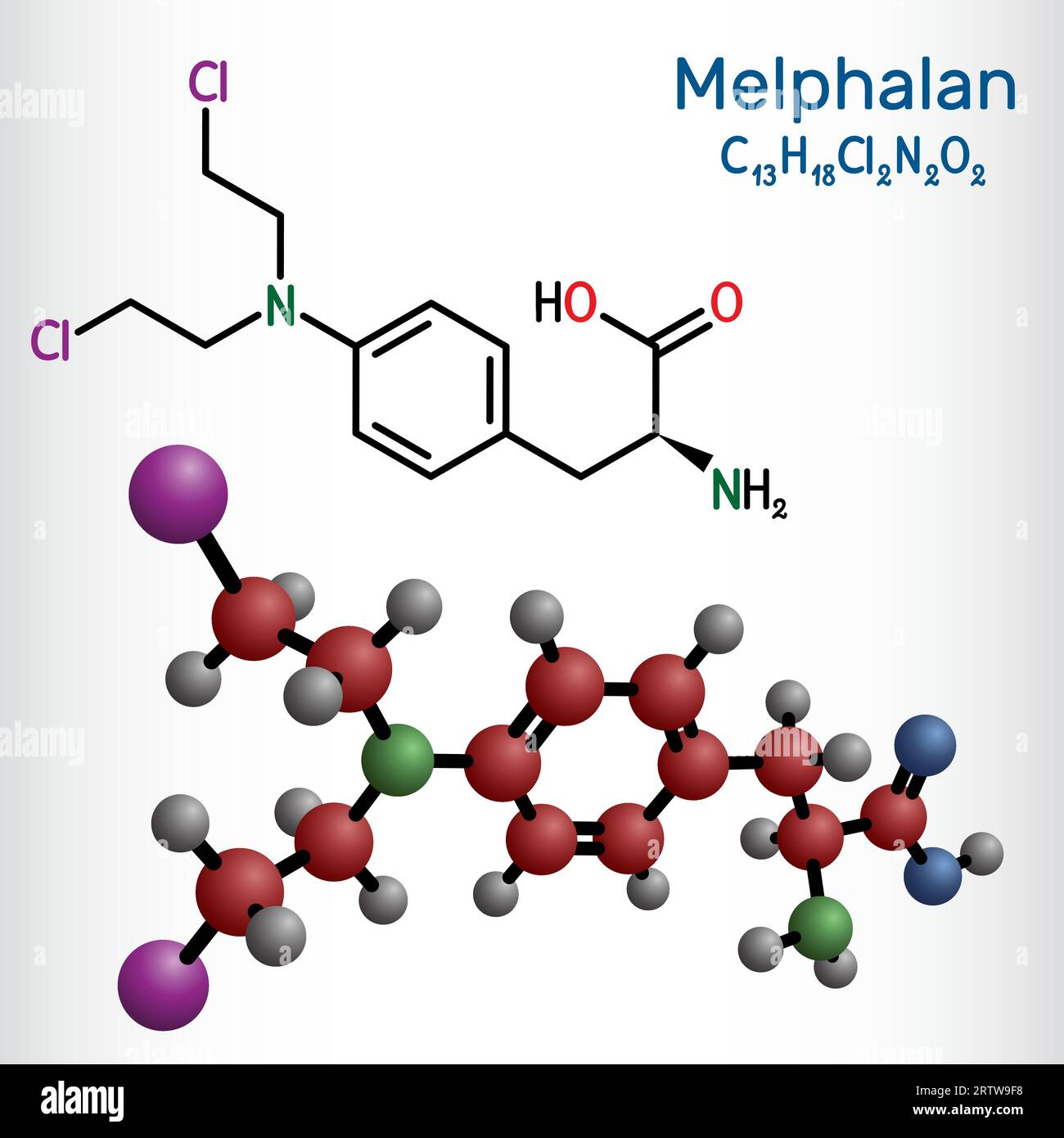 Melphalan molecule. It is chemotherapy medication, alkylating antineoplastic agent. Structural ...