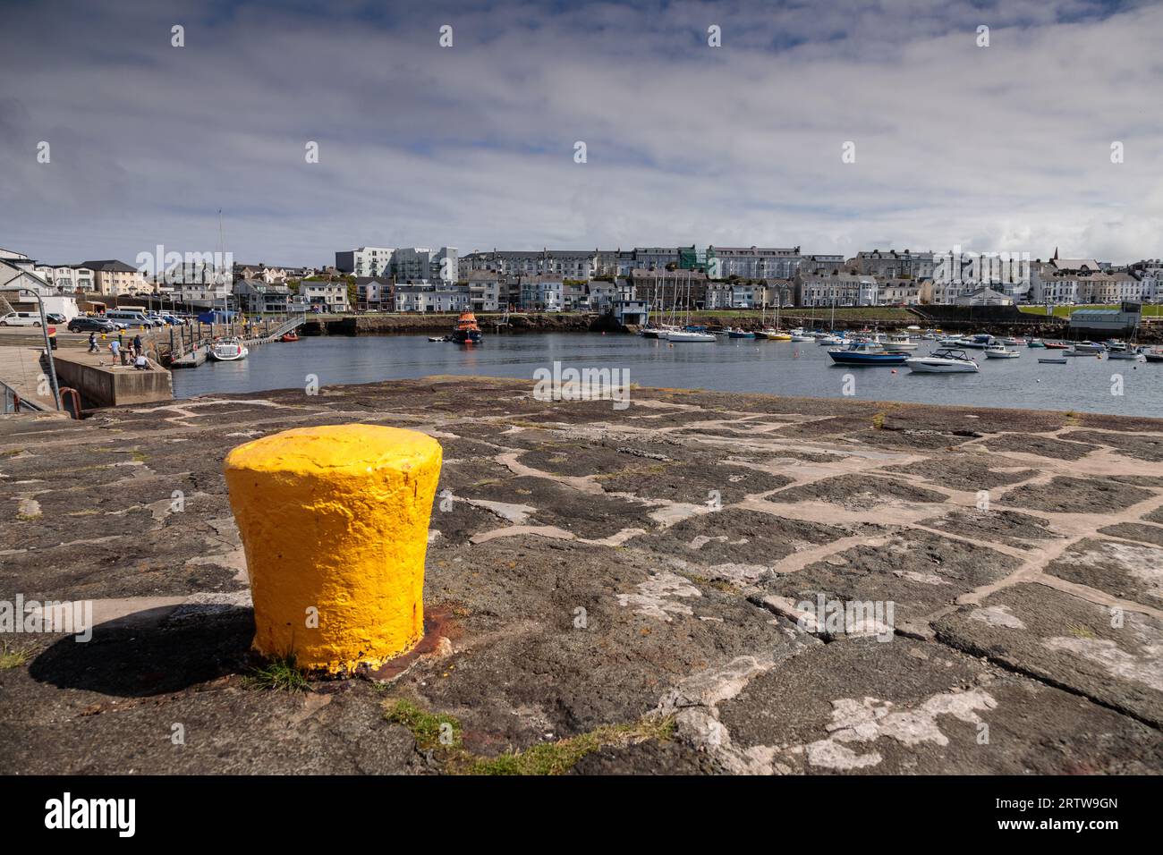 Mooring bollard at Portrush harbour, County Antrim, Northern Ireland ...