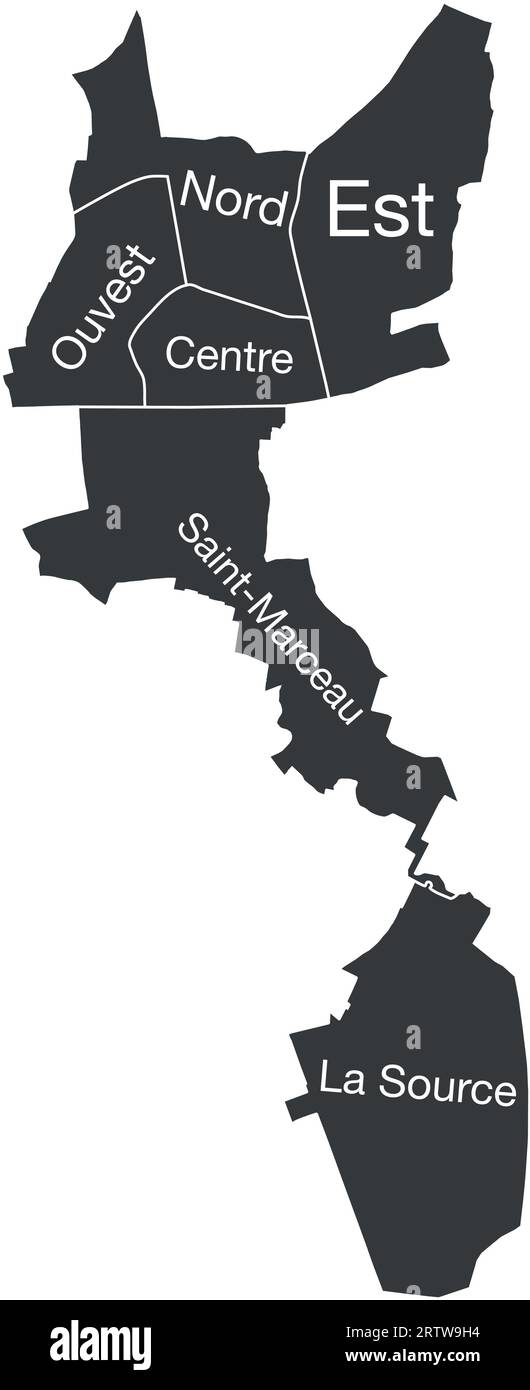 Dark gray tagged sectors map of ORLÉANS, FRANCE Stock Vector Image ...