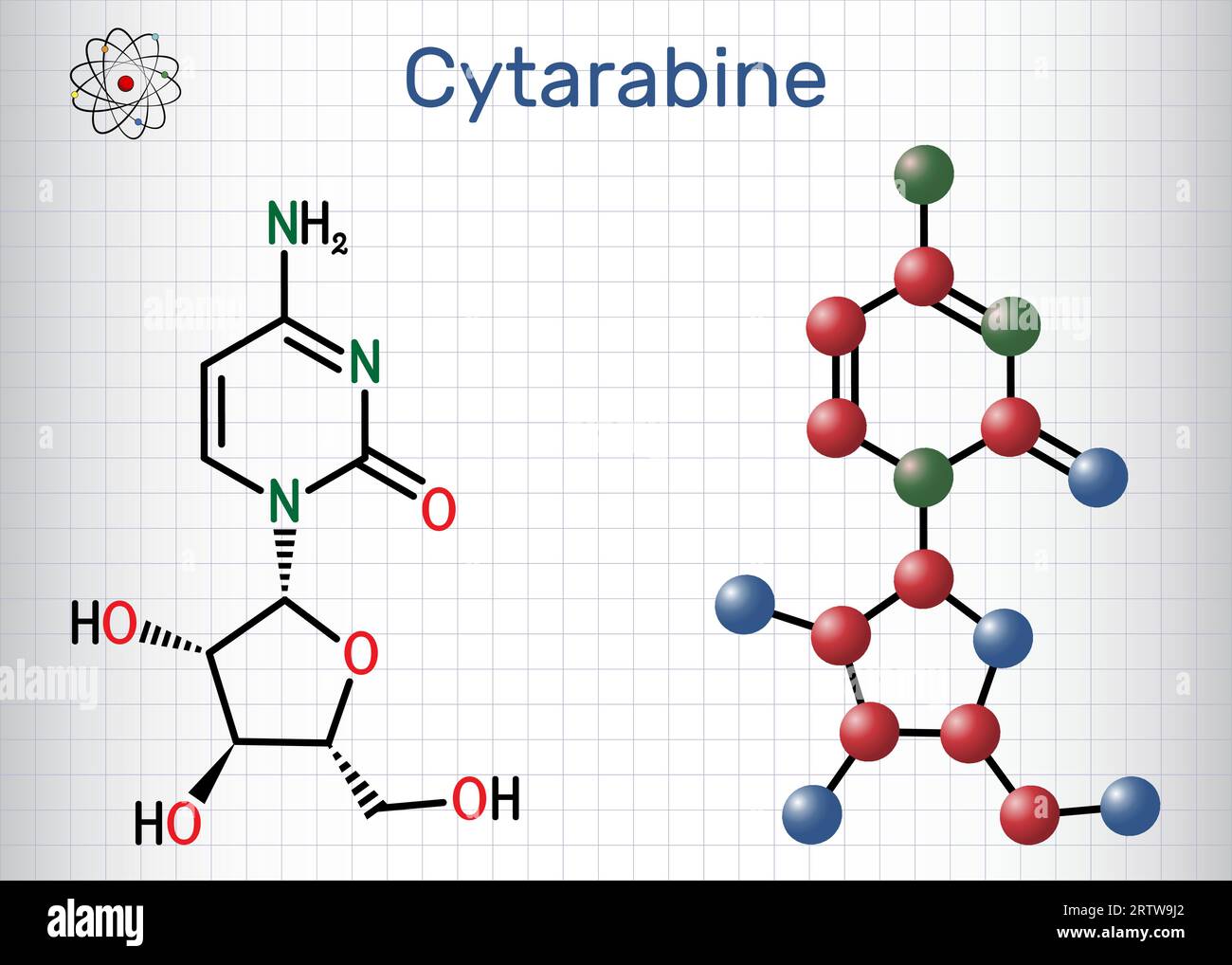Cytarabine, cytosine arabinoside, ara-C molecule. It is chemotherapy ...