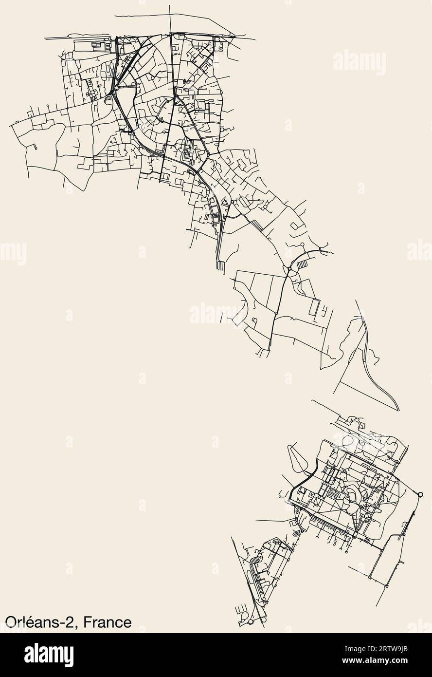 Street roads map of the ORLÉANS-2 CANTON, ORLÉANS Stock Vector Image ...