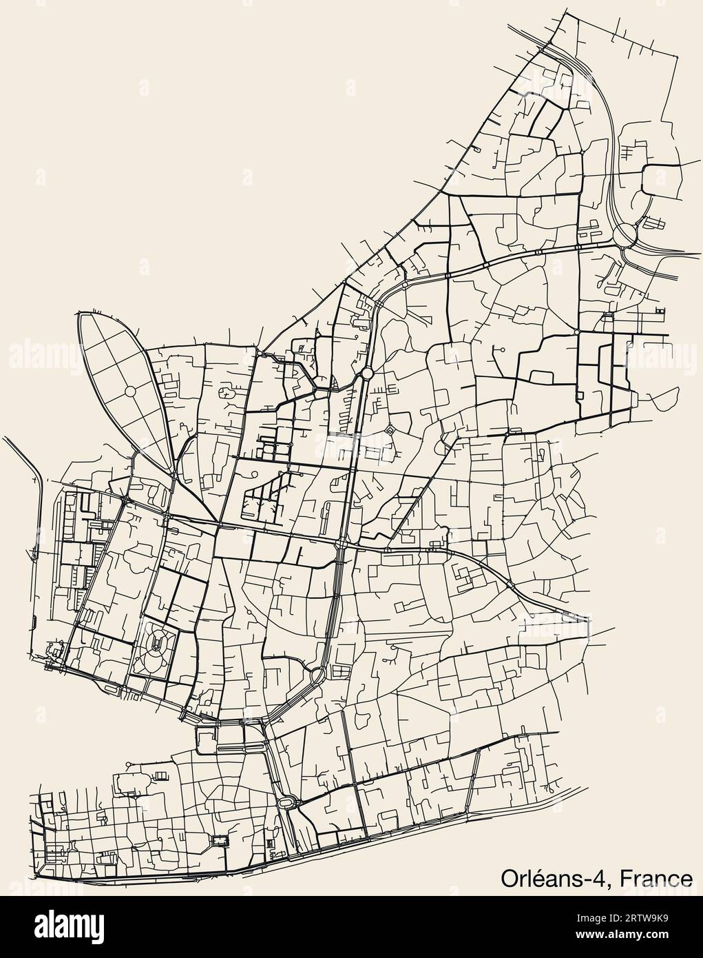 Street roads map of the ORLÉANS-4 CANTON, ORLÉANS Stock Vector Image ...