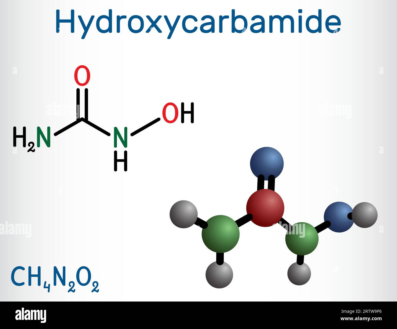 Hydroxycarbamide, hydroxyurea molecule. It is antimetabolite drug to ...