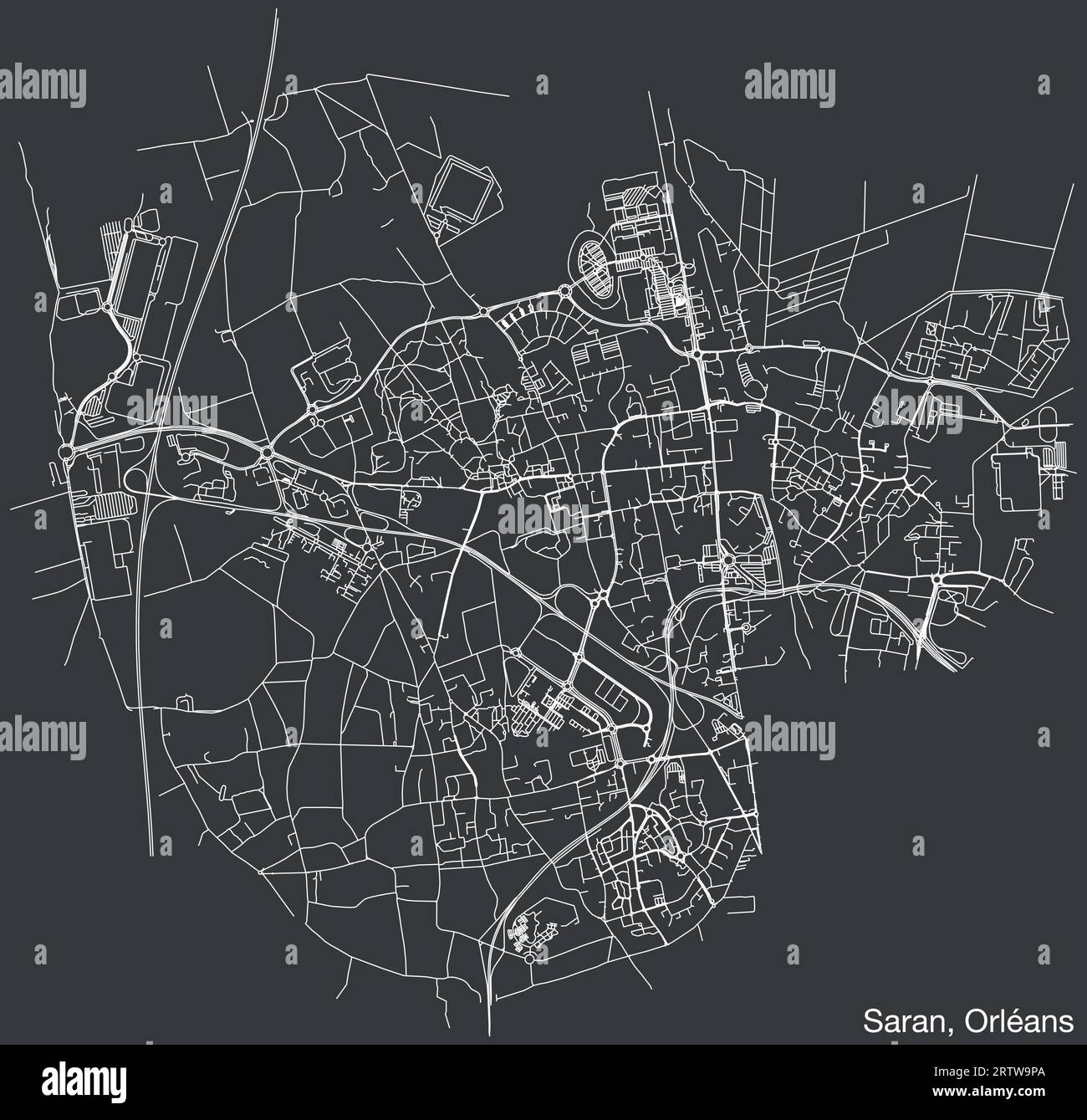 Street roads map of the SARAN NEIGHBOURHOOD, ORLÉANS Stock Vector Image ...