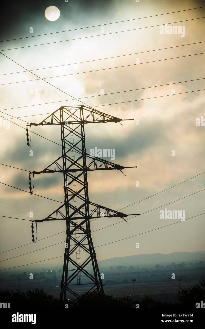 Metal electrical tower Stock Photo - Alamy