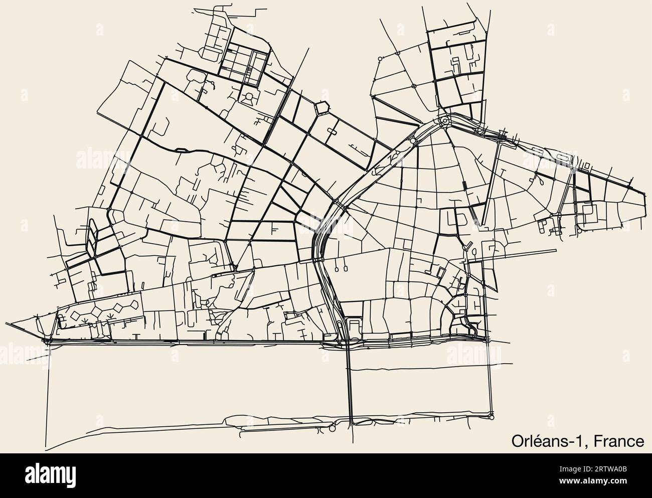 Street roads map of the ORLÉANS-1 CANTON, ORLÉANS Stock Vector Image ...