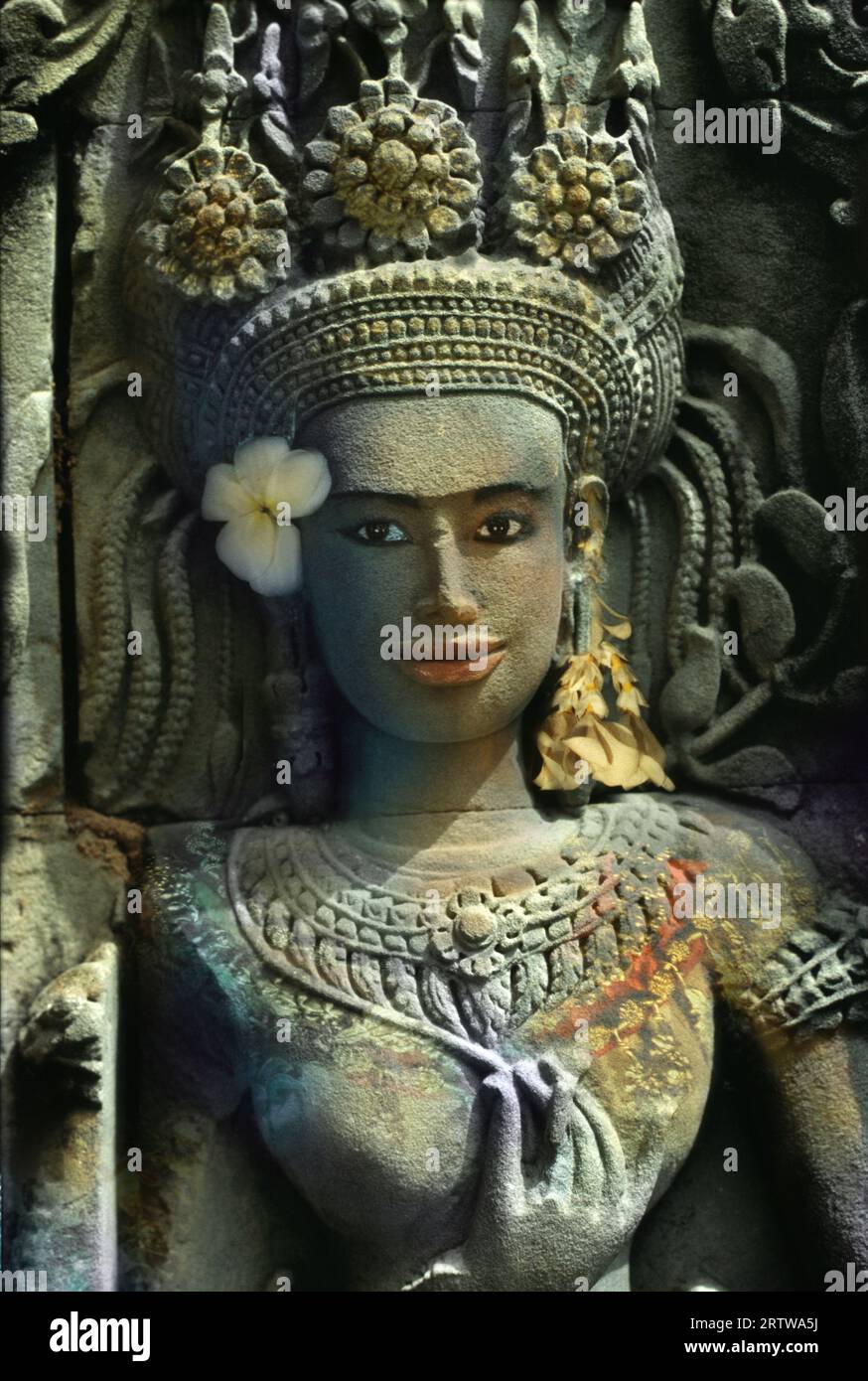 Apsara,Thomannon temple (painted Stock Photo - Alamy