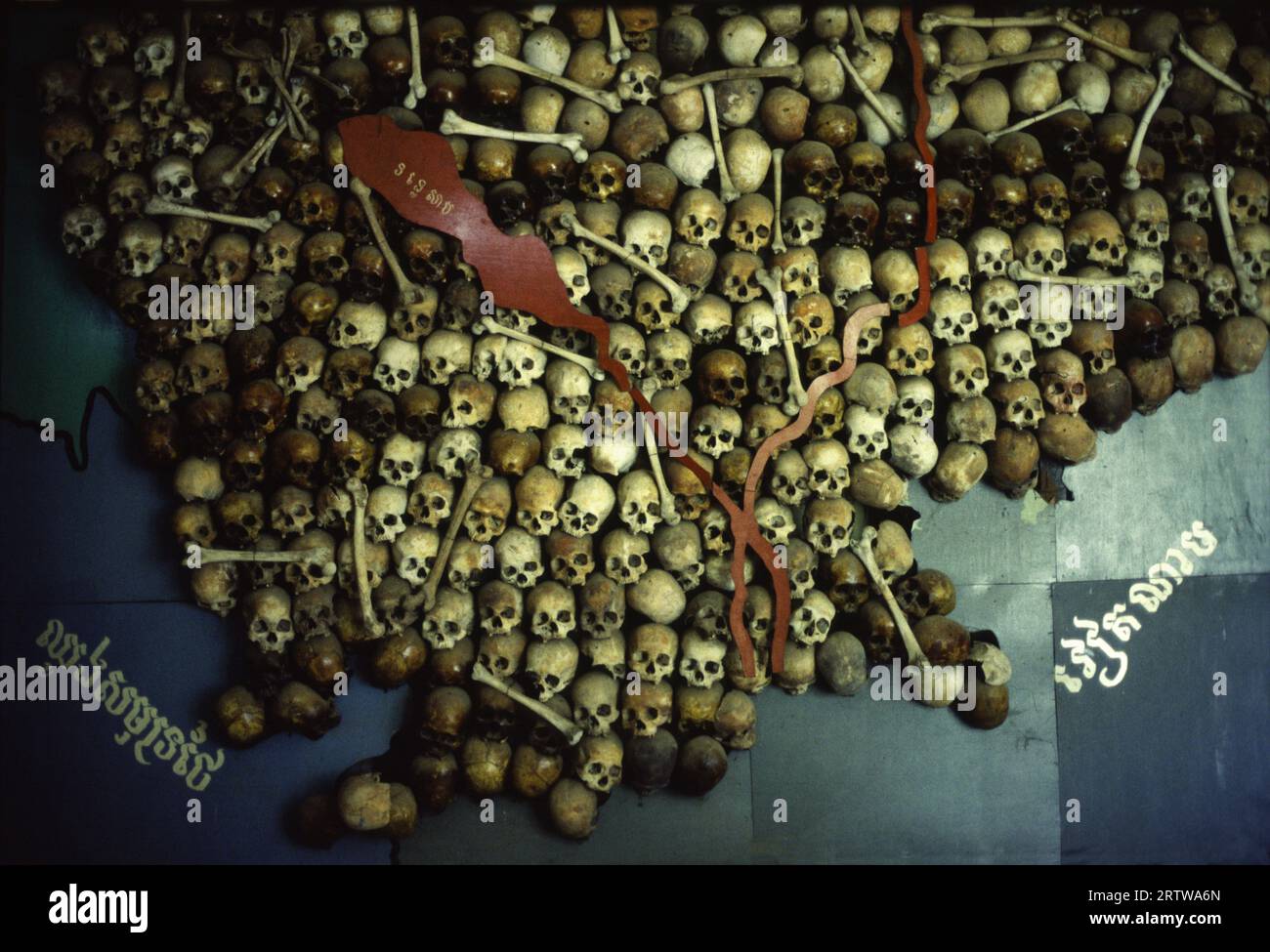 Cambodia map of victims skulls, Tuol Sleng genocide museum Stock Photo ...