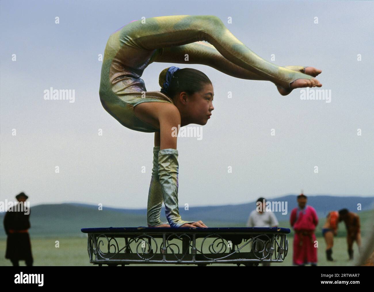 Gobi Steppe - Mongolia Asia ; Acrobat girl, Nadaam festival Stock Photo ...