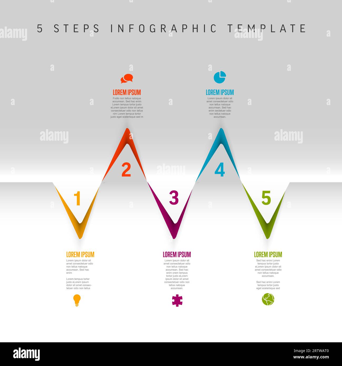 Vector horizontal process progress template diagram schema with five ...