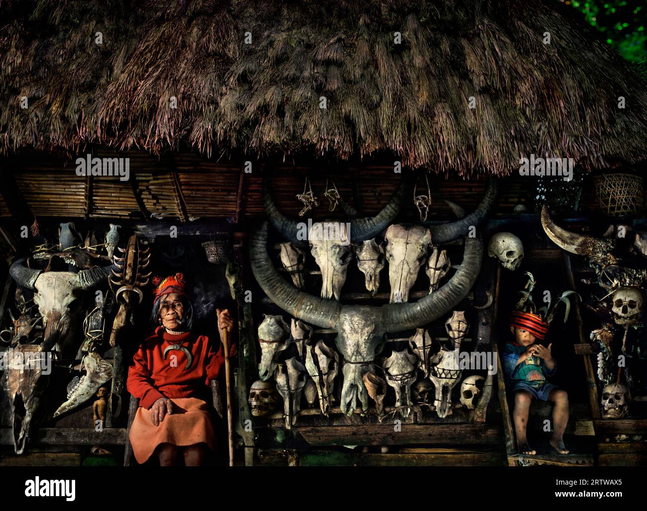 Ifugao tribe women with waterbuffalo skulls Stock Photo - Alamy