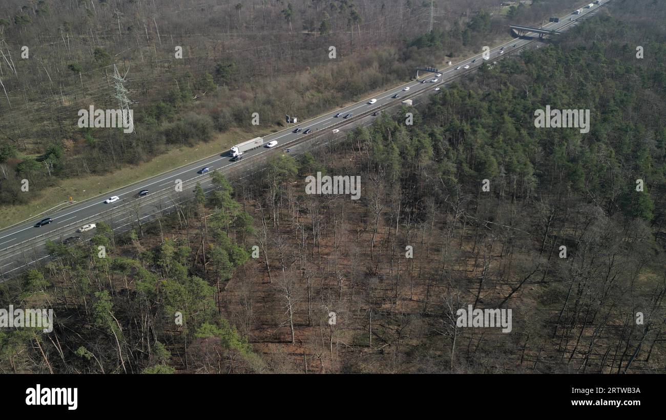 Heavy traffic on an expressway with high CO2 emissions with diseased ...