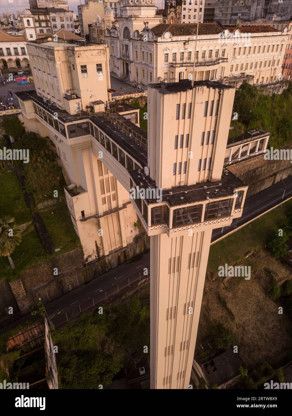 Beautiful aerial view to historic city elevator building in Salvador ...
