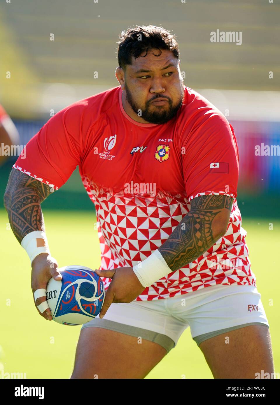 Tonga captain Ben Tameifuna during the Captain's Run at the Stade de la ...