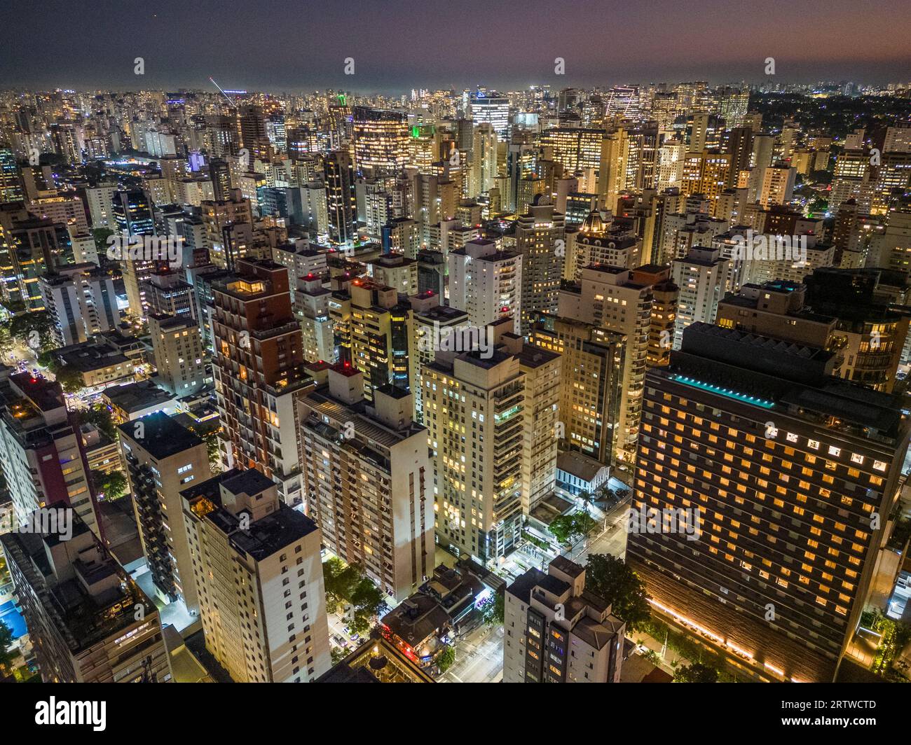 Beautiful aerial view to dense residential area and city buildings ...