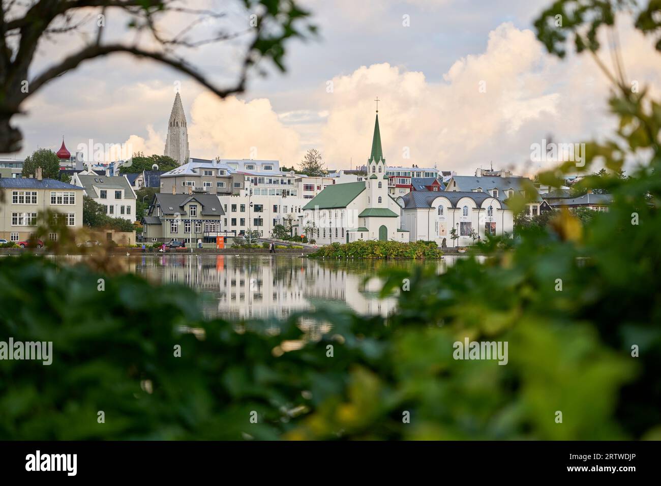 Cityscape with buildings on lakeside Stock Photo - Alamy
